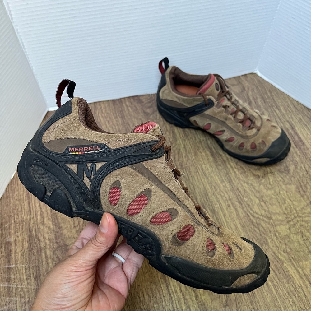 Merrell Chameleon Leather Tan And Brown Hiking Sneake… - Gem